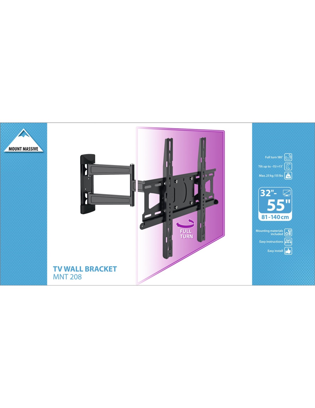 Mount Massive MNT 208 soporte para TV 139,7 cm (55") Negro