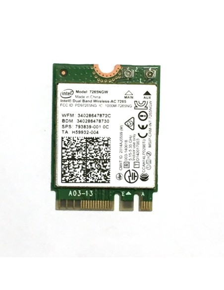 Intel Dual Band Wireless-AC 7265 Interno WLAN / Bluetooth 867 Mbit/s