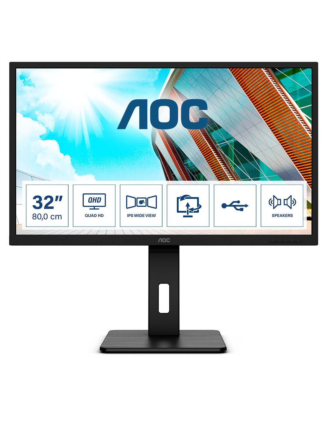 AOC P2 Q32P2 pantalla para PC 80 cm (31.5") 2560 x 1440 Pixeles 2K Ultra HD LED Negro